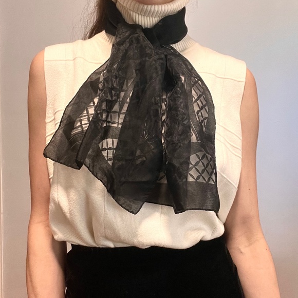 Vintage | Accessories | Vintage Sheer Black Scarf | Poshmark